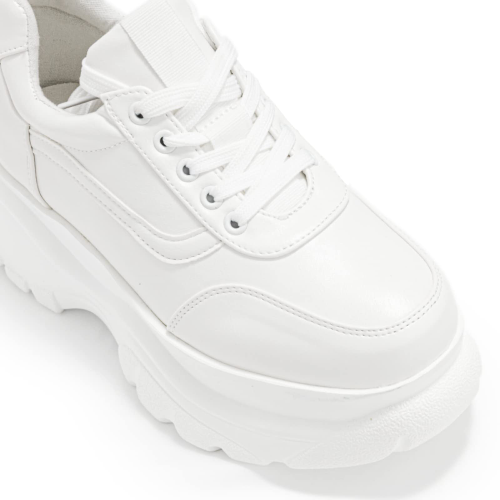 READYSALTED Platform Sneakers for Women Fashion Chunky Sneakers Casual Lace Up Walking Sneakers(BLOWN1-White-11)