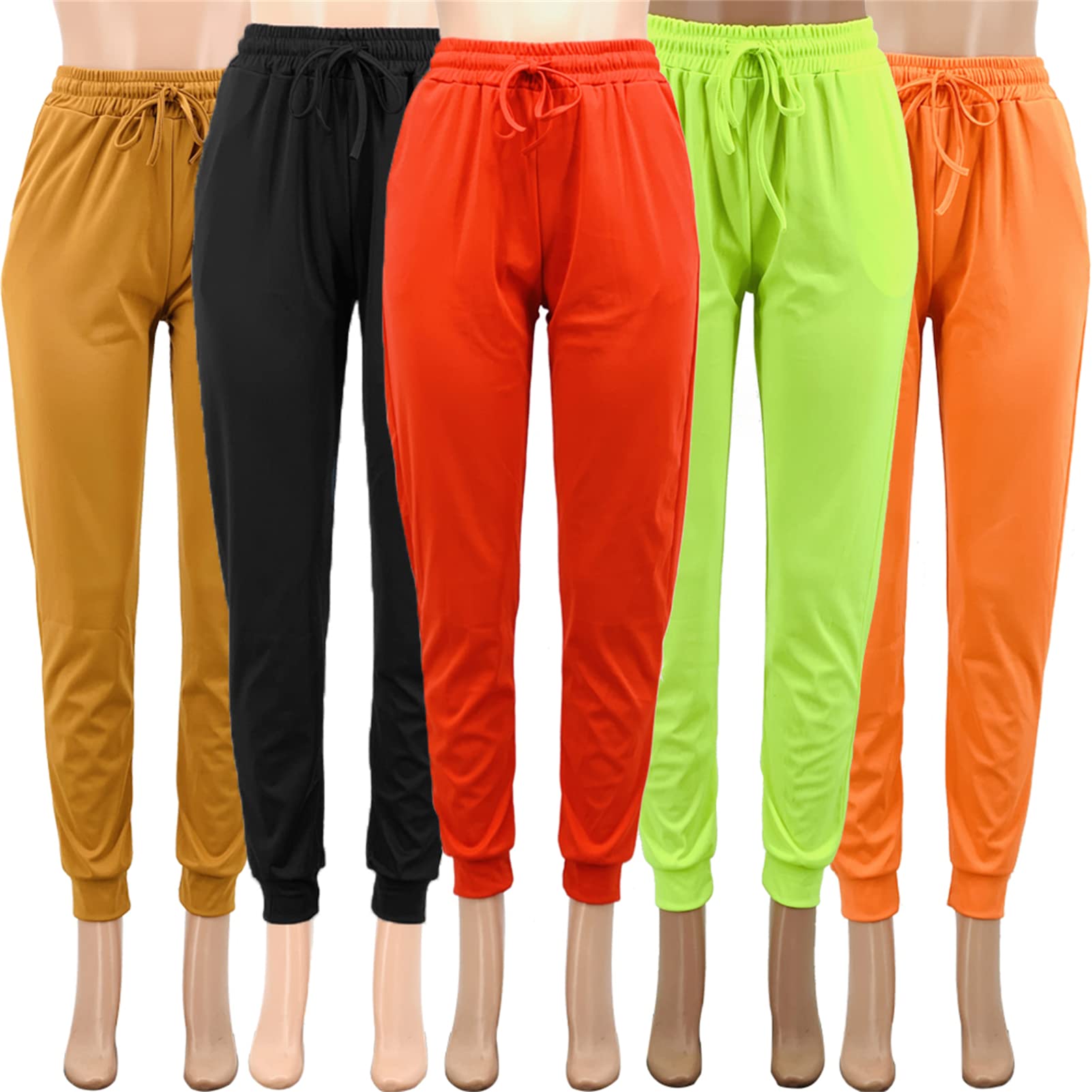 Salimdy Plus Size Pants for Women Active Casual Lounge Joggers Lightweight Comfy Yoga Pants with Pockets Drawstring Workout Pants,Orange,XXX-Large