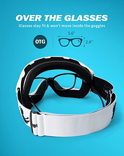 Super Penguin Ski Goggles Magnetic Lens & Replacement Lens, Double Spherical OTG Design Snow Goggles Anti-fog UV Protection