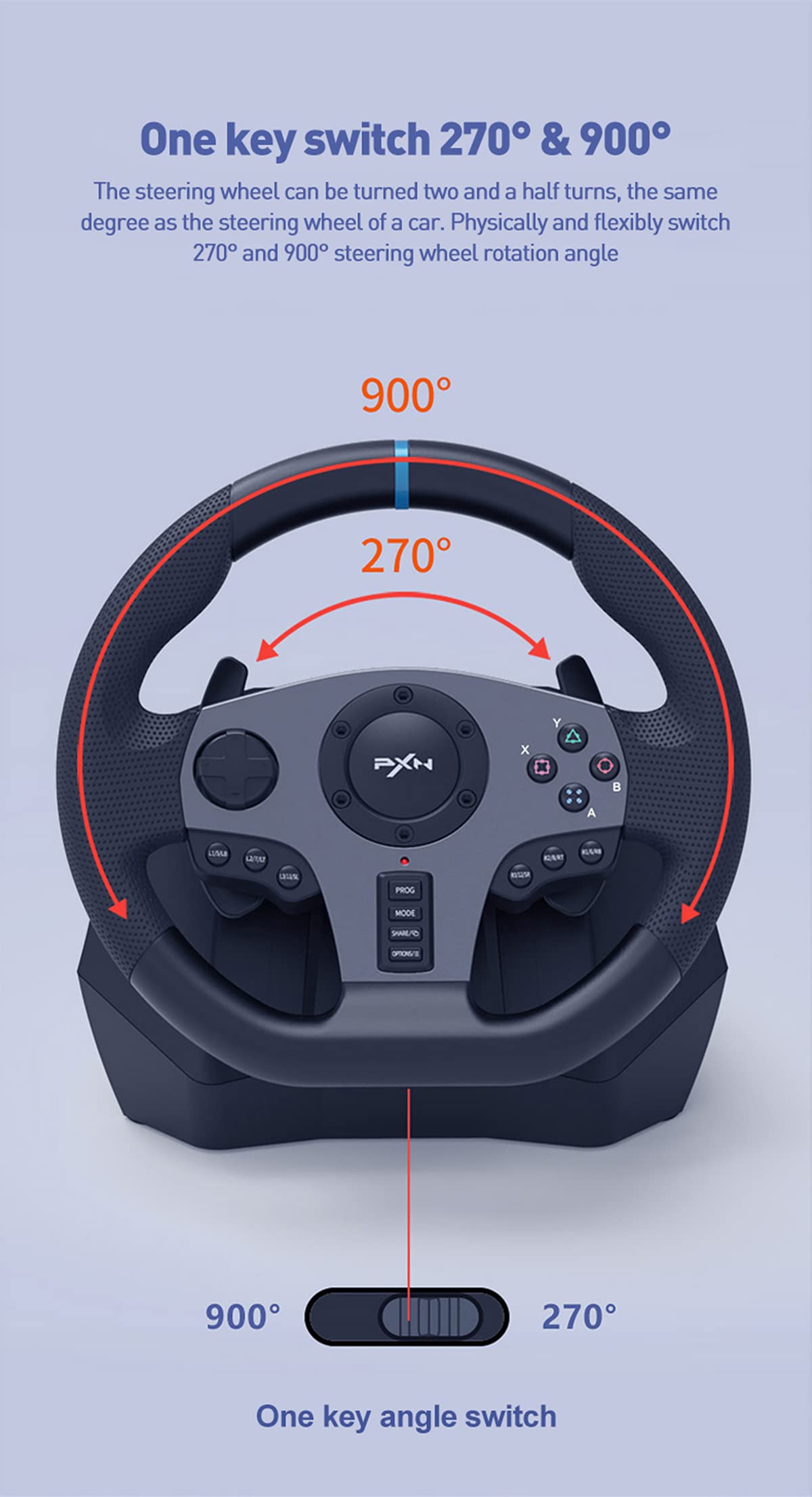PXN V9 PC Steering Wheel with Pedals and Shifter 270/900 Degree Gaming Racing Wheel for PC,PS4,PS3,Xbox One, Xbox Series X/S,N-Switch (NOT Support Mac/PS5)