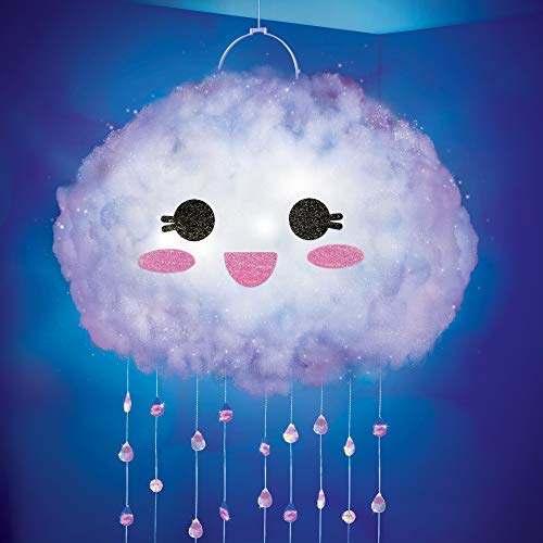 Make It Real - DIY Led Cloud Lamp - Hanging Bedroom Lamp with Color Changing Led Lights - Includes Nylon Lantern, LED Strip, Beads, Stickers, and More! - DIY Arts and Crafts for Kids