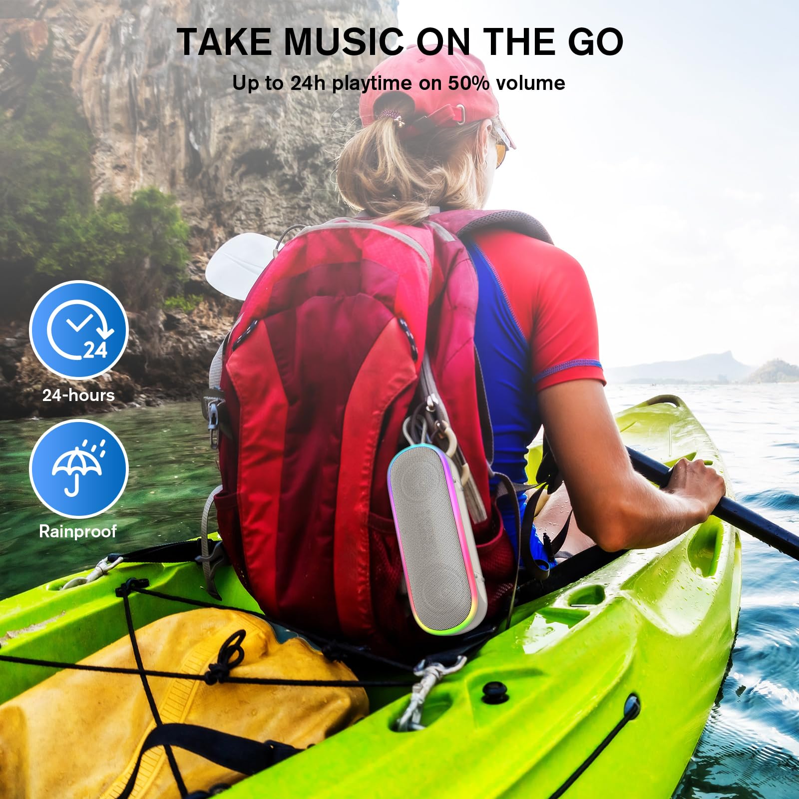 MEGUO Shower Speakers,Portable Wireless Bluetooth Speaker,20W Drivers with Extral Bass,IPX7 Waterproof Speaker for Home outdoors pool beach, for him/her (Teal green)