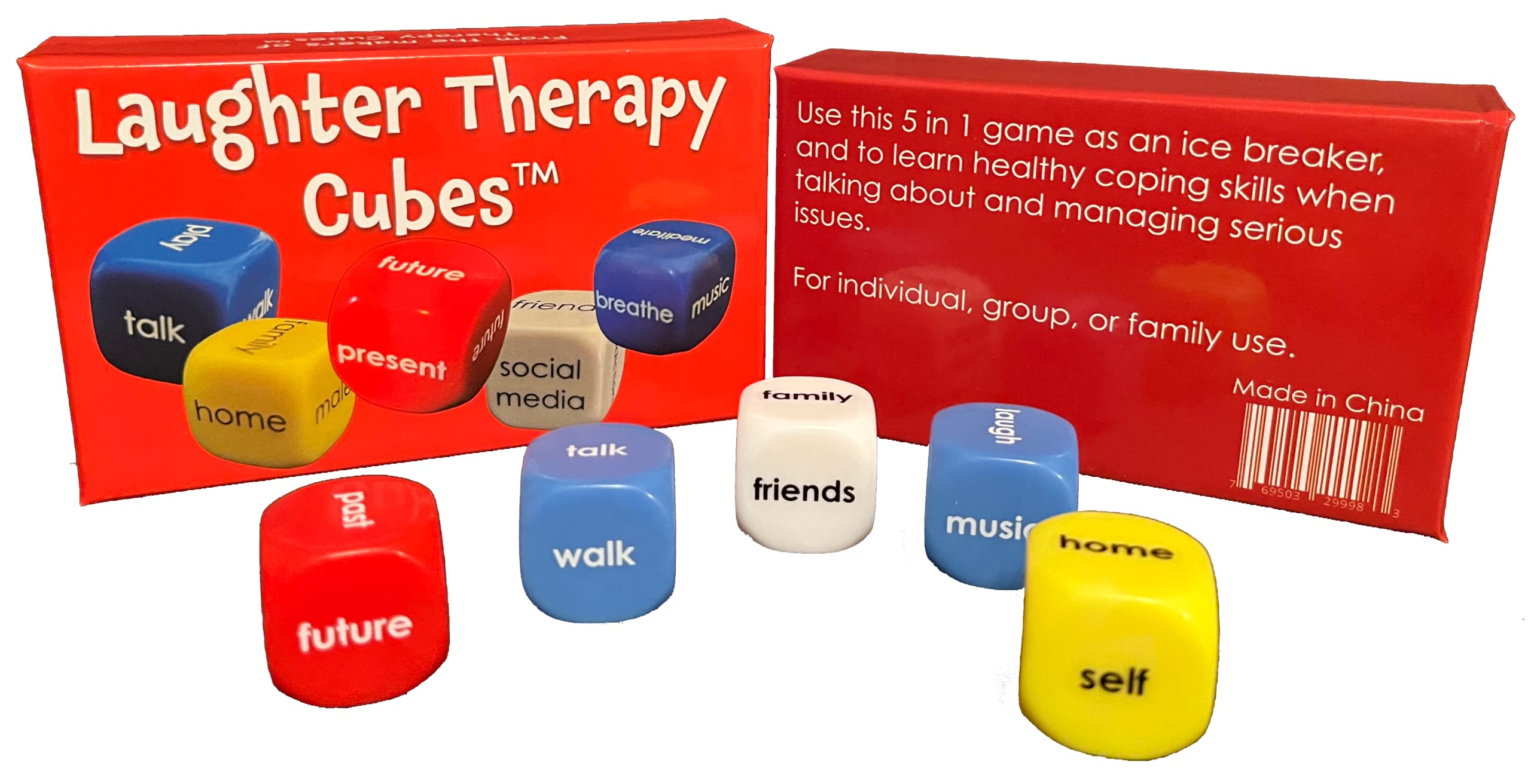 Tomorrow River Games Laughter Therapy Cubes is an Icebreaker and Therapy Game for Kids, Teens and Adults. Laugh Together and Talk About Serious Life Issues.