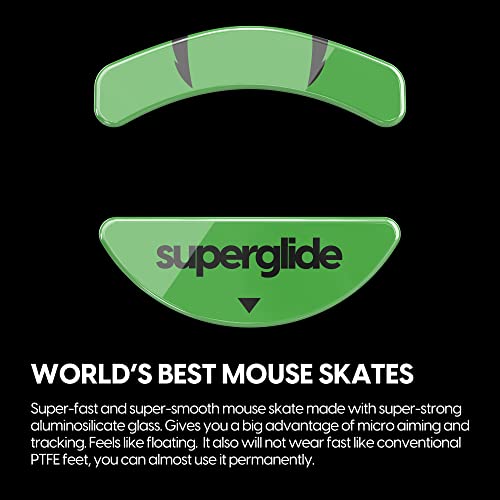 Superglide - Fastest and Smoothest Mouse Feet/Skates Made with Ultra Strong Flawless Glass Super Fast Smooth and Durable Sole for Razer Viper Mini [Green]