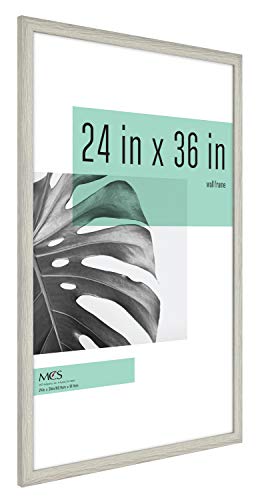 MCS Studio Gallery 24x36 Poster Frame Gray Woodgrain, Vertical & Horizontal Wall Hanging Large Picture Frame for Photos, Posters & Art Prints (2-Pack)