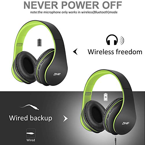 ZIHNIC 3 Items,1 Black Blue Over-Ear Wireless Headset Bundle with 1 Black Red Over-Ear Wireless Headset and 1 Black Green Foldable Wireless Headset