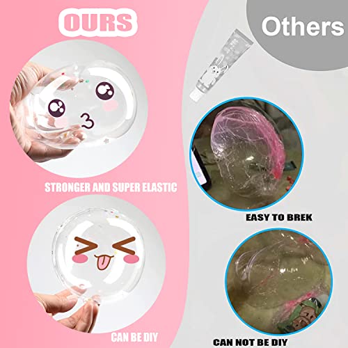 Nano Tape Bubble Kit, Super Elastic Bubble Balloons with 5pcs Straw, 2pcs Clamps, Stickers,12 Kinds of Glitter with Storage Box, Nano Tape Plastic Bubble Balloon DIY Craft Kit for Boys, Girl
