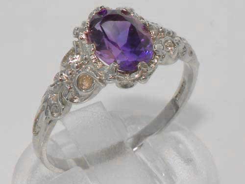 LetsBuyGold 925 Sterling Silver Real Genuine Amethyst Womens Solitaire Engagement Ring - Size 6
