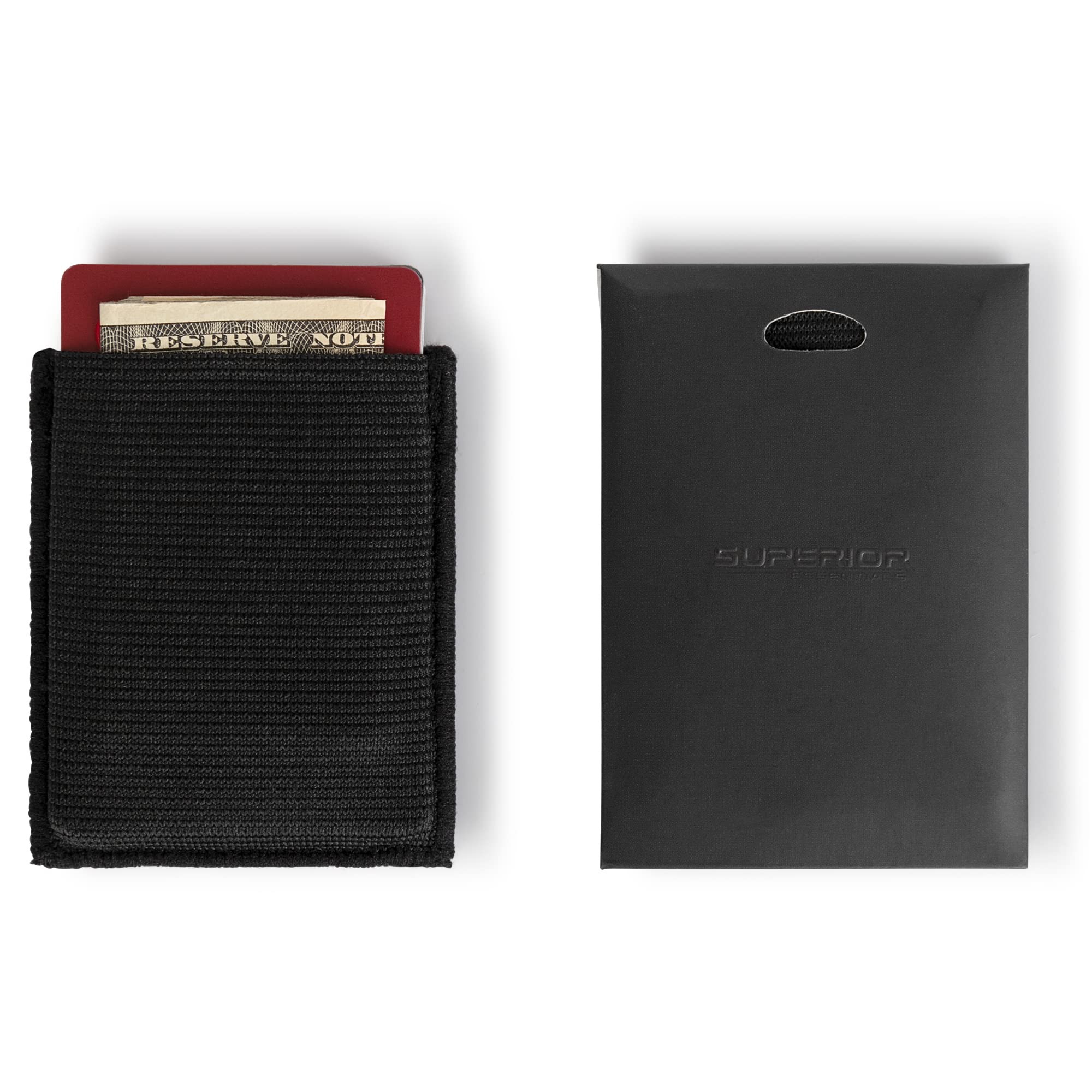 SUPERIOR ESSENTIALS Elastic Absolute Minimalist Slim Wallet/Card Holder/Card Sock (Black)