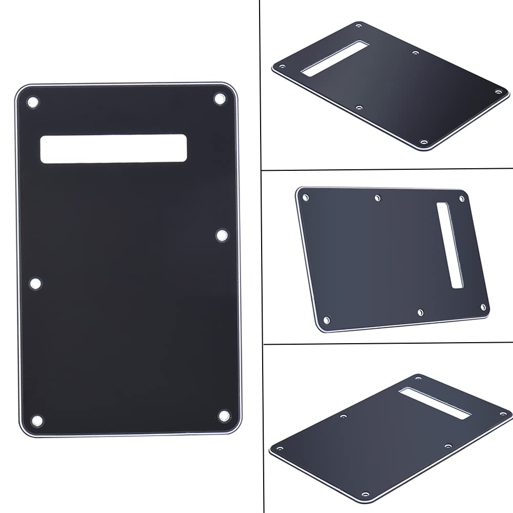 Sasuori Pickguard Tremolo Cavity Cover Backplate Back Plate 3Ply for Modern Style Electric Guitar Black