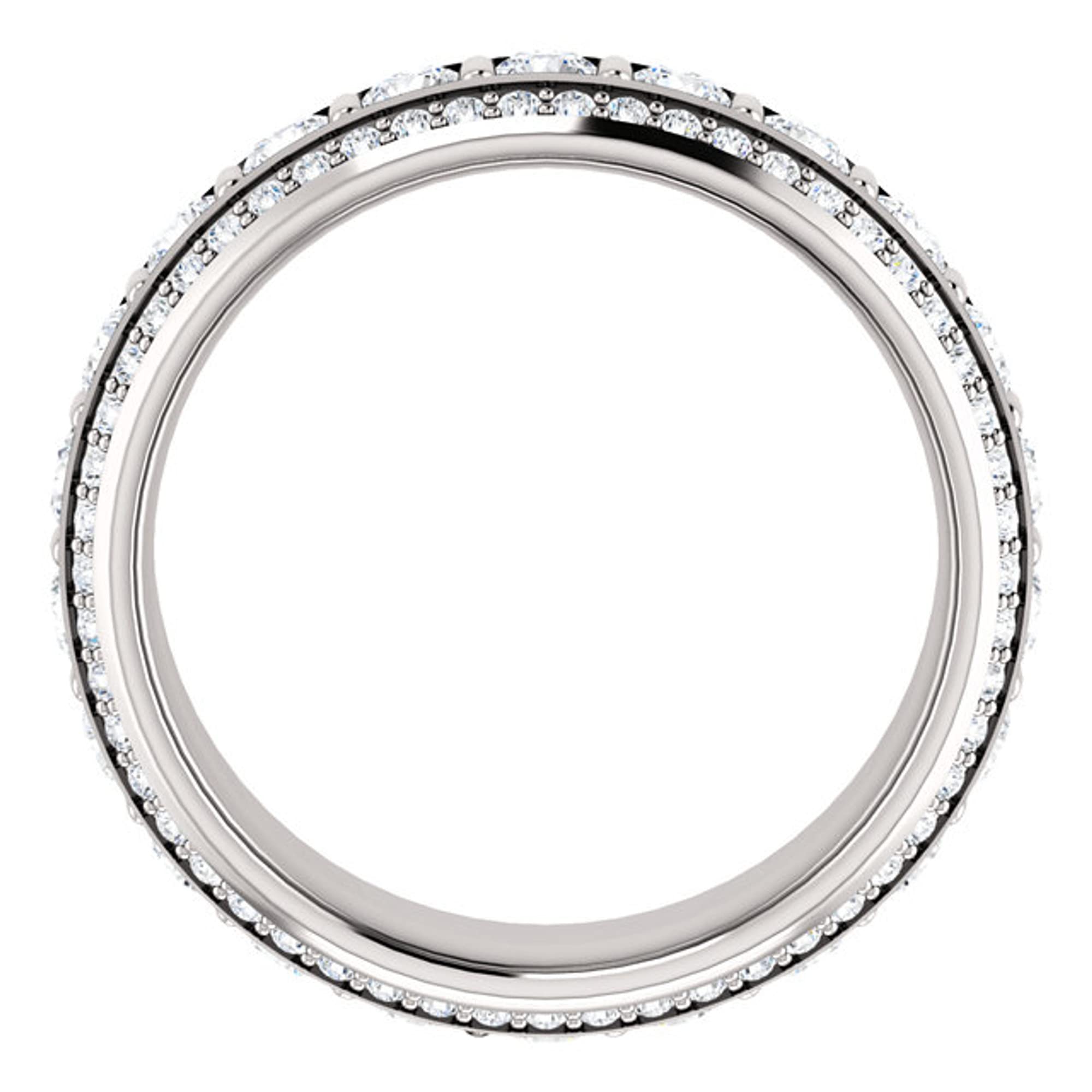 RITZIN 2.45 cttw Round Cut White Moissanite Diamond White Gold And 925 Sterling Silver Three Row Eternity Wedding Band - Silver (10)