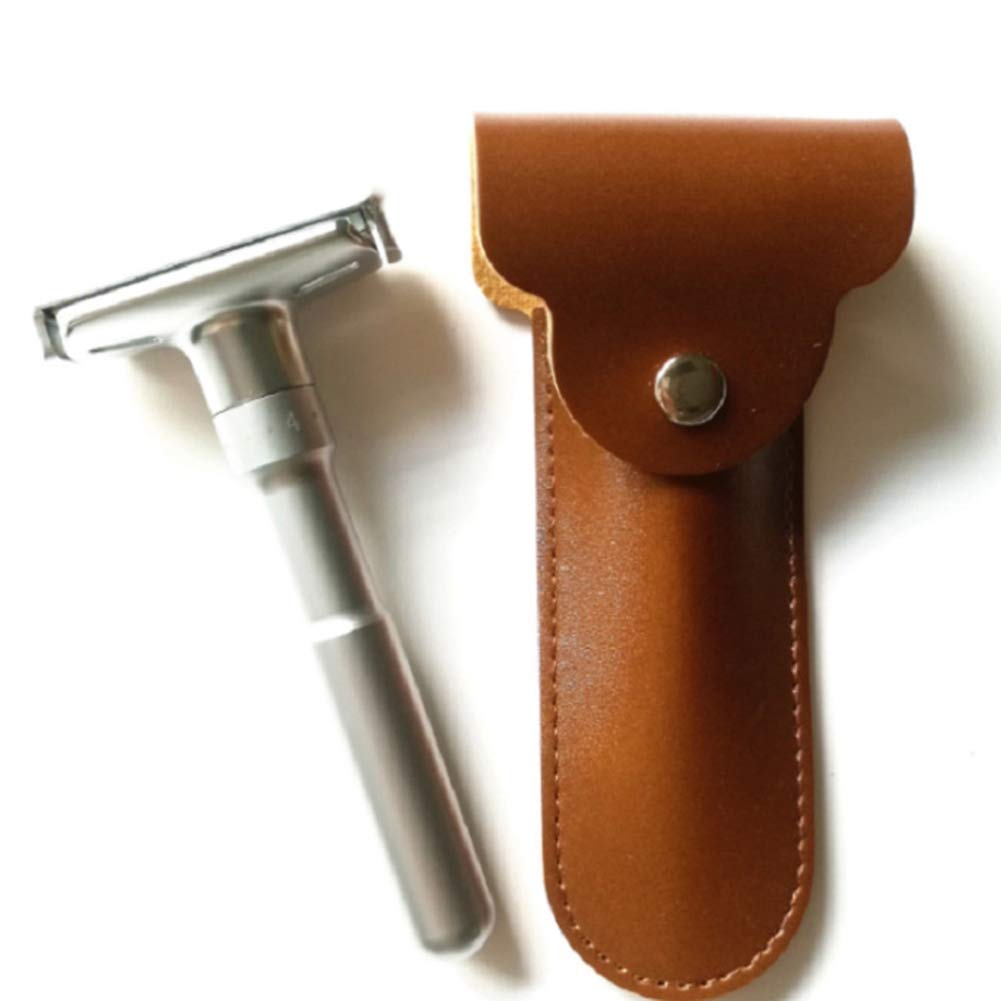 YOLLO Case Travel Holder Manual Double Edge Razors Container PU Leather Bag