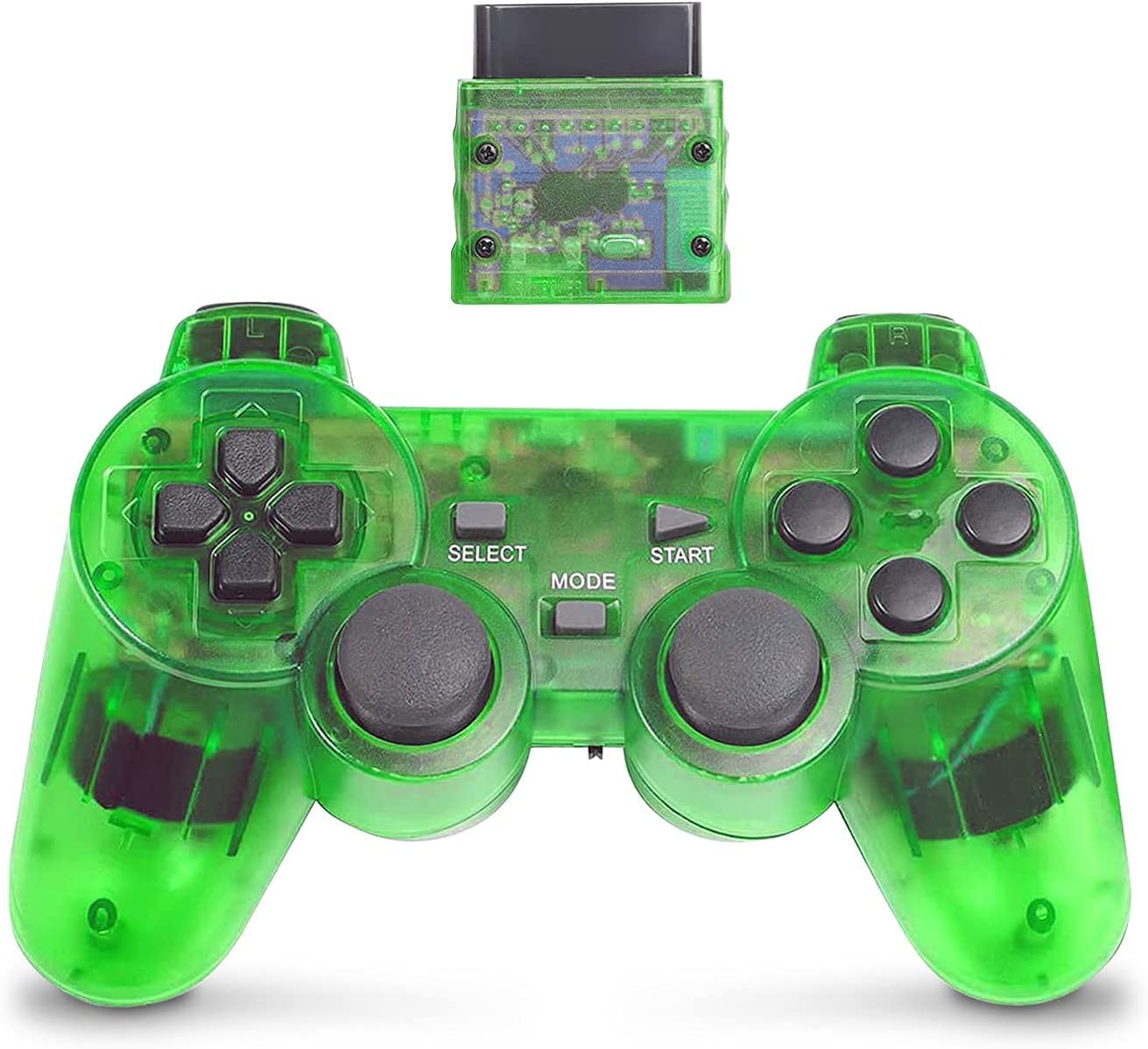 Rzzhgzq PS2 Wireless Controller 2.4G Play -Station 2 Gamepad 2 Pack Dual Vibration Compatible with Sony Play -station 2 Console (Red+Green)