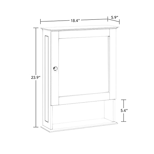 RiverRidge Ashland Mirror and Open Shelf, White Wall Cabinet, No Size