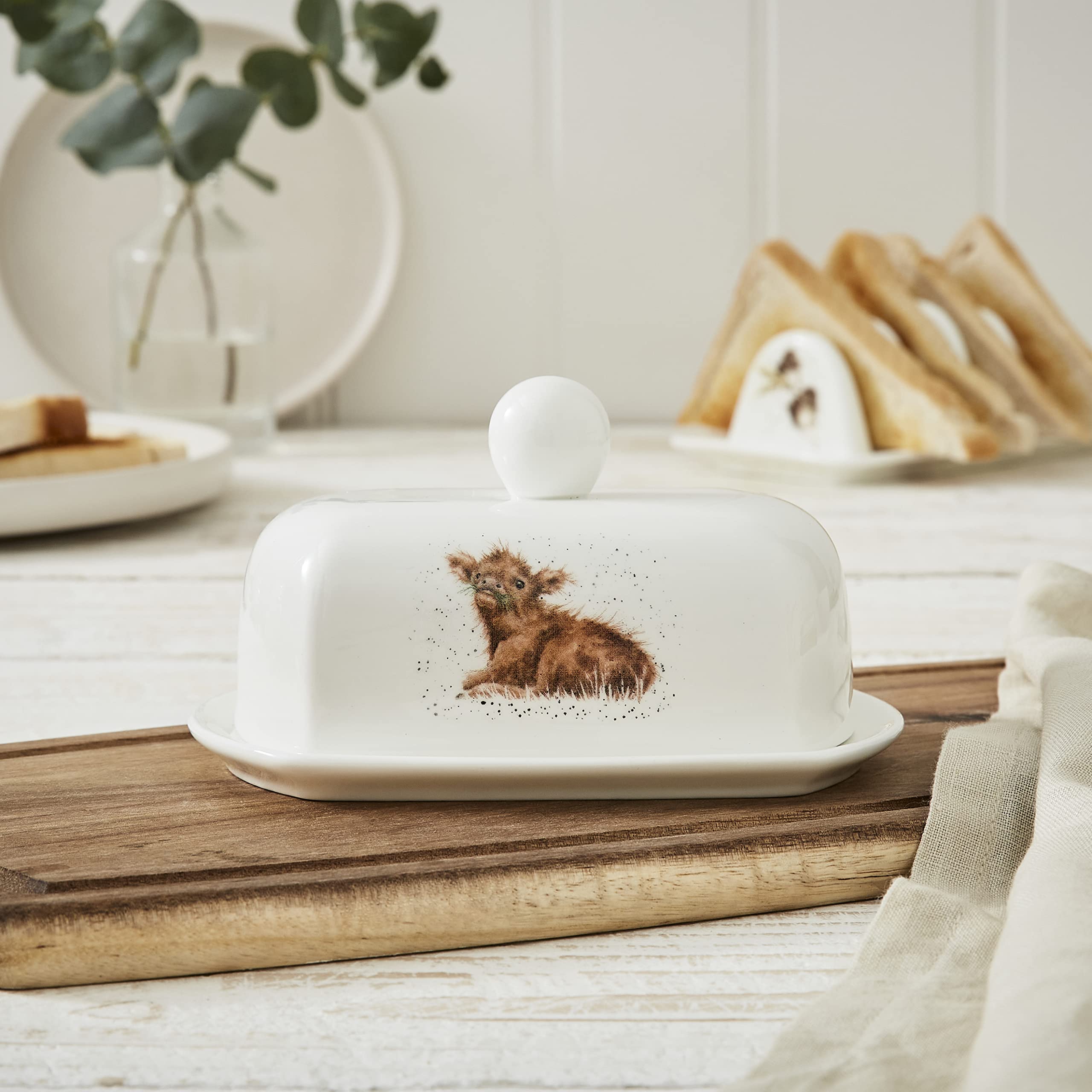 Portmeirion Home & Gifts Covered Butter Dish (Calf), 16 x 11 x 8 cm, Multi-Colour