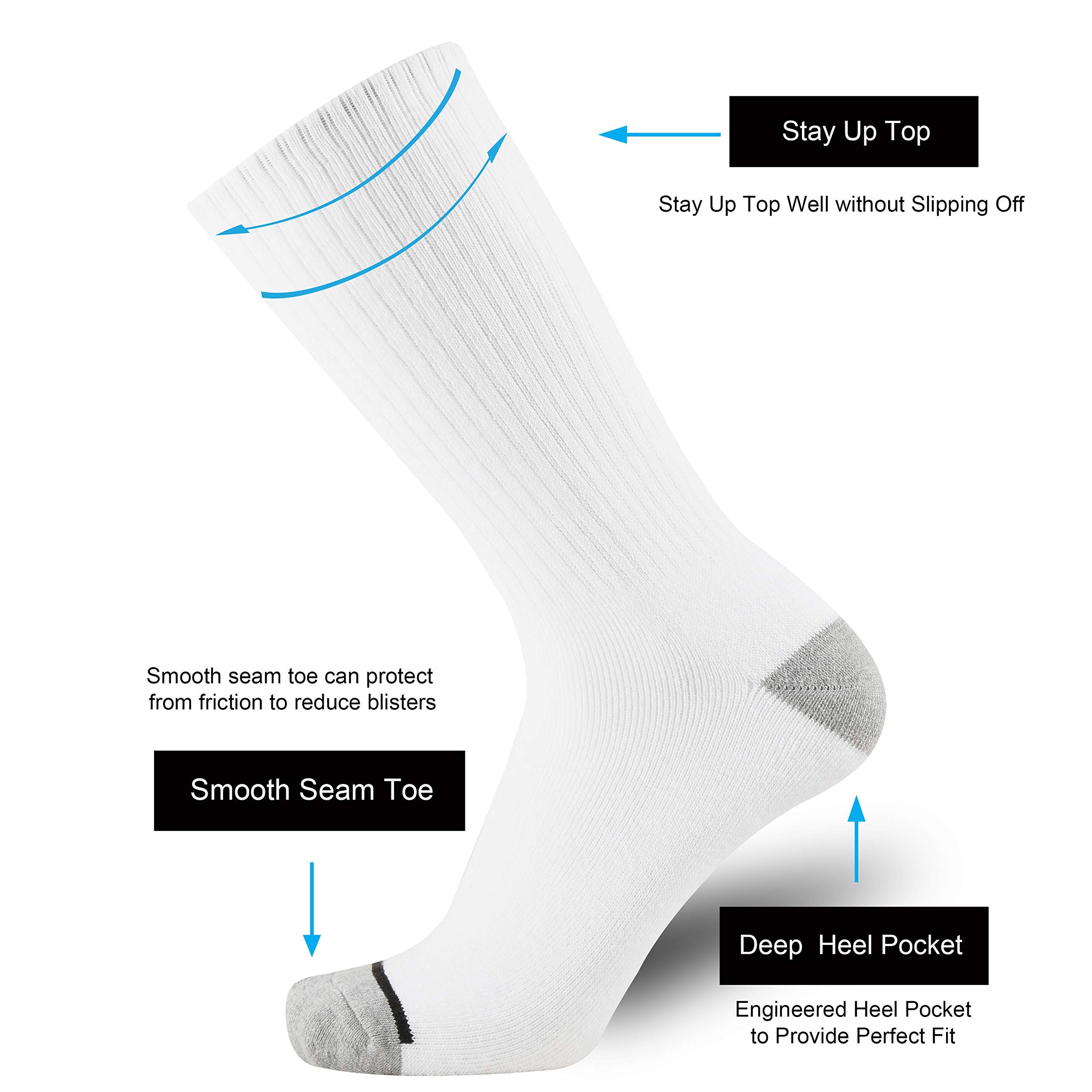 ONKE Cotton Cushion Crew Socks for Men Women Athletics All Seasons Thick Warm Heavy Duty Work Boots Moisture Wicking Control(White M)