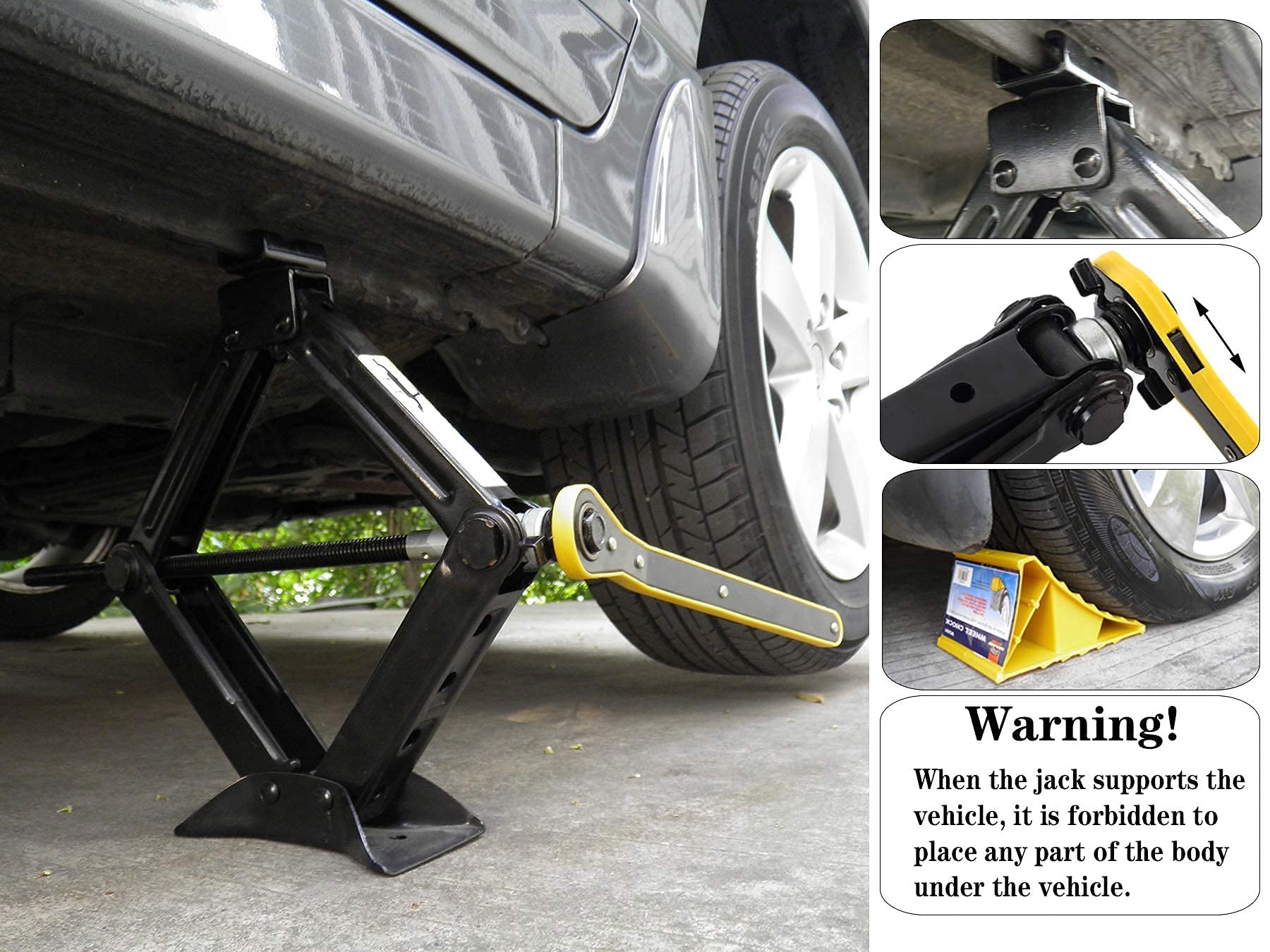 TENFUN Scissor Jack 1.5 Ton(3,307 lbs) Car Jack with The Saving Strength Ratcheting Handle