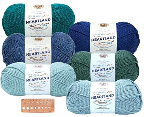 Lion Brand Yarn - Heartland - 6 Skein Assortment with Needle Gauge (Mix 4)