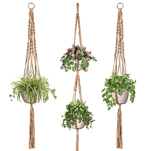 TIMEYARD Macrame Plant Hangers Set of 3 - Handmade Indoor Outdoor Hanging Planter Plant Holder - Modern Boho Home Decor