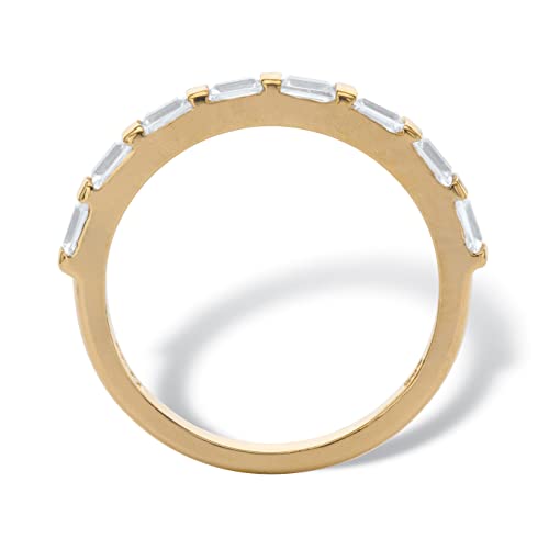 PalmBeach Jewelry Gold-Plated or Gold-Plated Sterling Silver Baguette Cubic Zirconia Stackable Ring Size 8