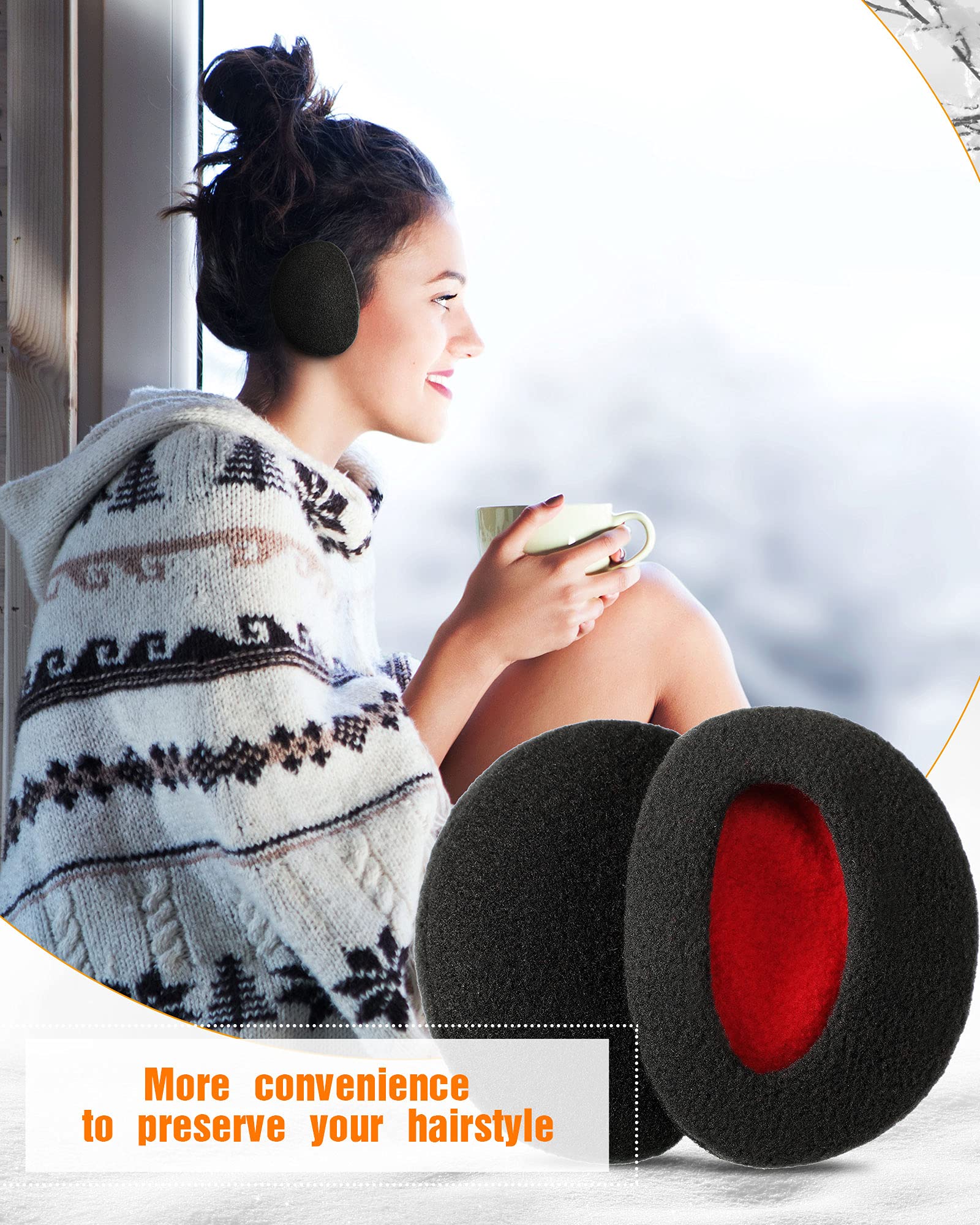 SATINIOR 2 Pairs Bandless Earmuffs Ear Warmers Winter Ear Covers Earcaps for Outdoors (Black, Gray, Small)