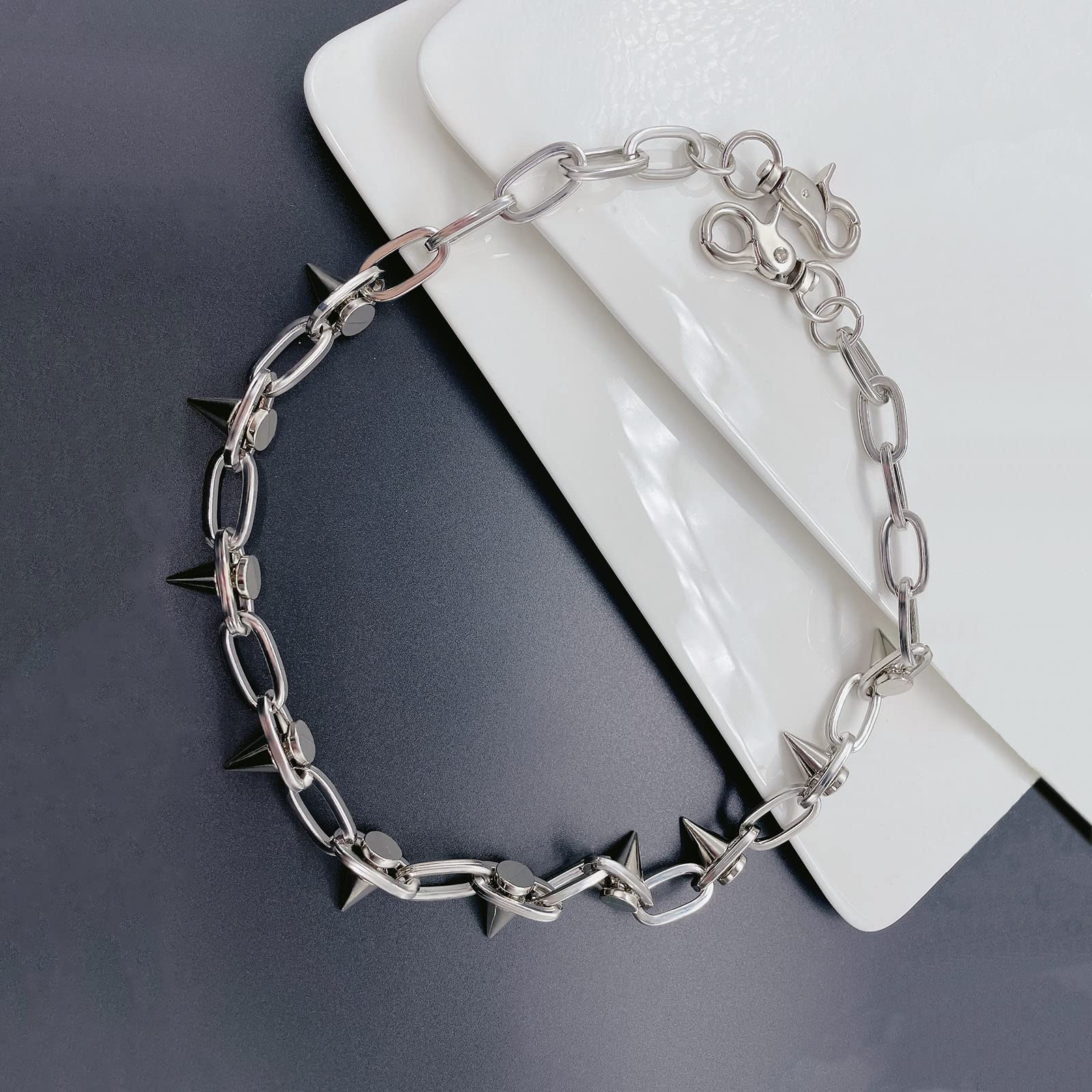 Rivets Spike Pants Chain Punk Goth Waist Chains Handmade Heavy Biker Trucker Belt Trouser Accessories for Men Women Rivet Chain