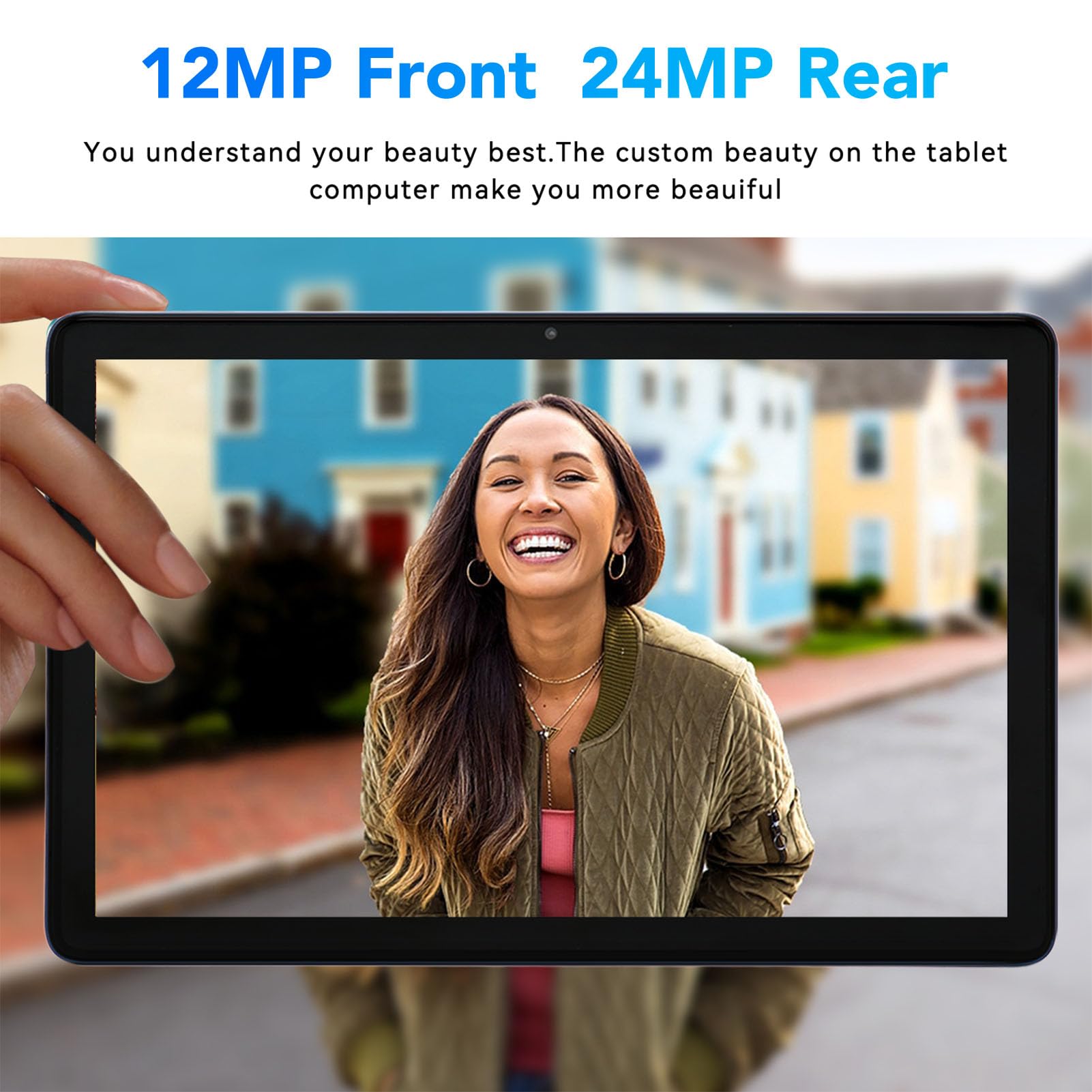 Office Tablet, Gaming Tablet US Plug 100‑240V Octa Core CPU 12GB RAM 256GB ROM Dual Camera for Home (Dark Blue)