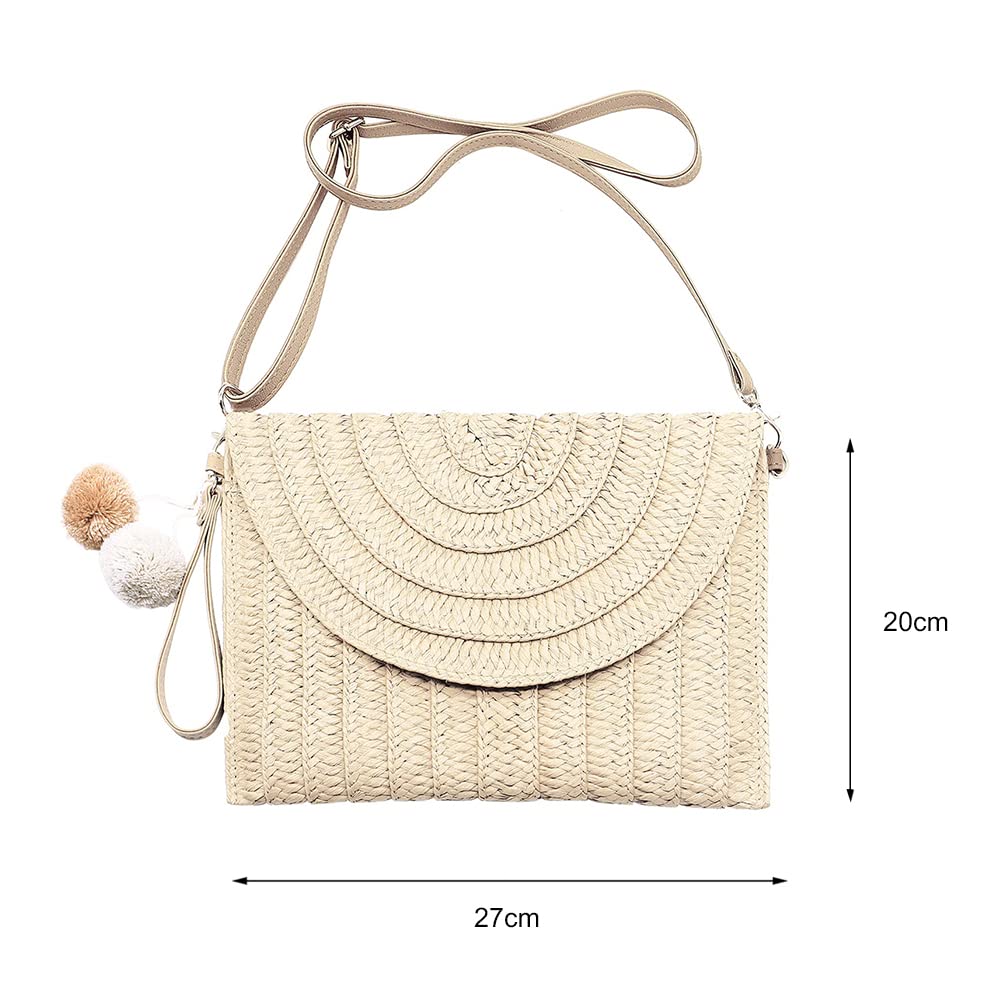 Straw Beach Bags for Women,Straw Clutch Purse Envelope Handbag,Summer Beach Straw Handmade Bag for Vacation
