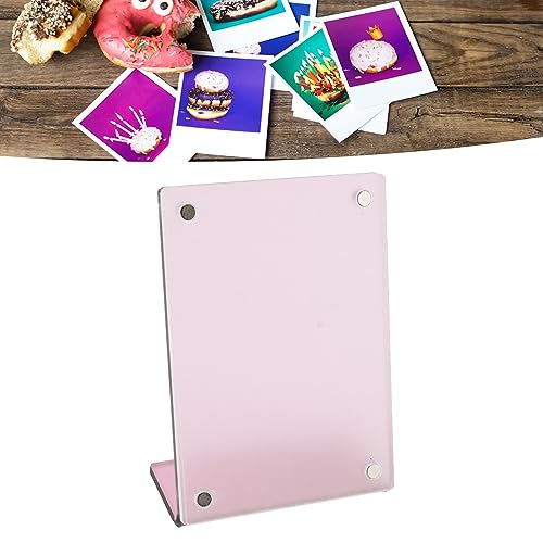 LJCM Slanted Back Photo Frame, Wide Application 3 Inch Multi Purpose Acrylic Self Standing Photo Frame L Shaped for Business Cards for Office (Pink)