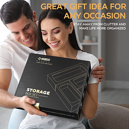 Ziplock Bag Storage Organizer for Kitchen Drawer - Magnetic Food Storage Bag Holders, Bamboo Baggie Organizer, Compatible with Gallon, Slider, Quart, Sandwich, Snack & Variety Size Bag (4-pack)