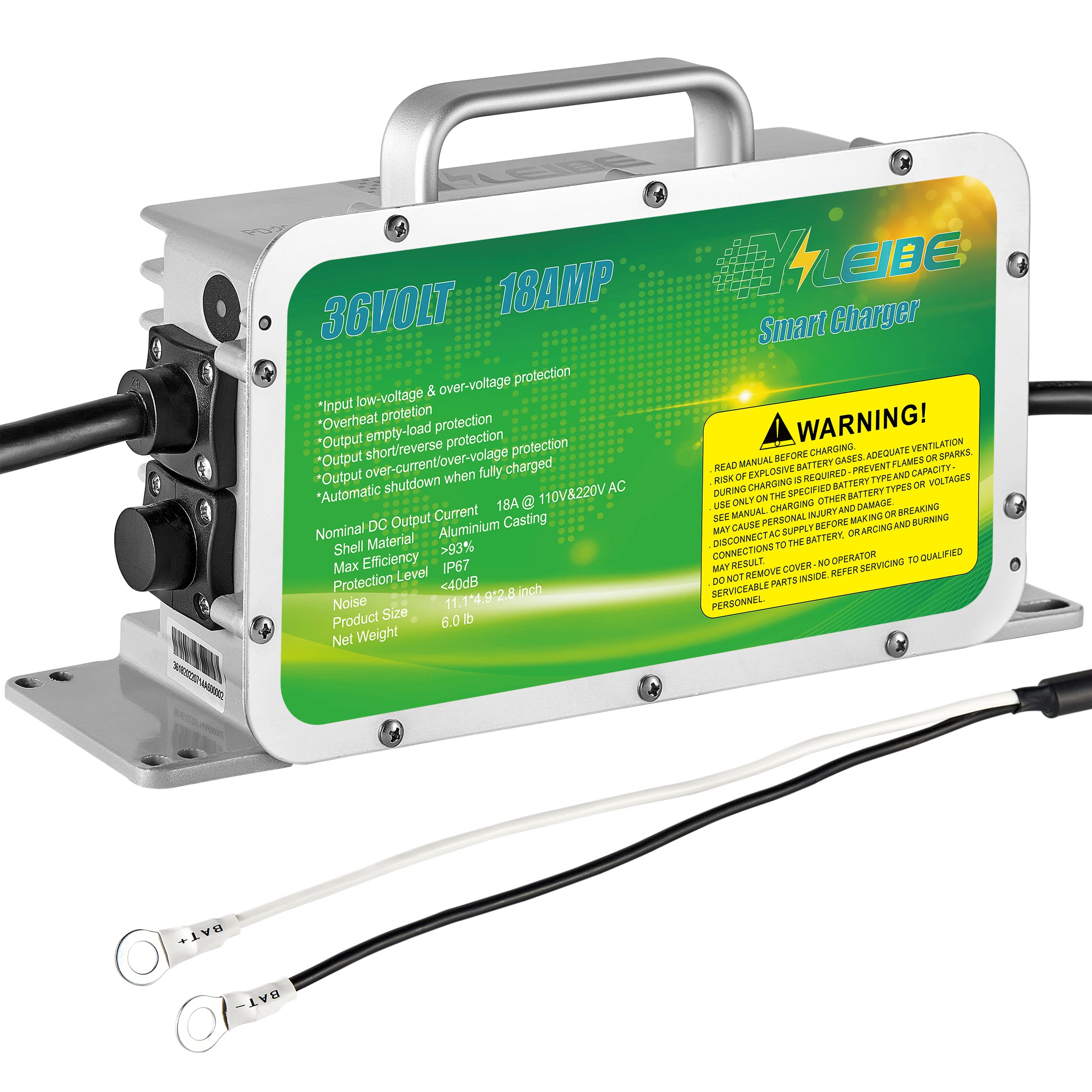YILEIDE E1500W-2 Seris 36V18A Golf Cart Battery Charger with OT（M8:14-8 Terminal） for Golf Carts