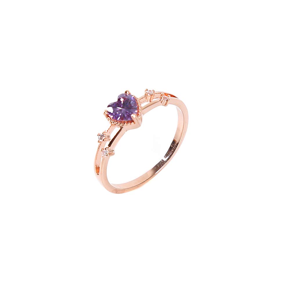 LZIYAN Heart Shape Purple Zircon Rings Charm Fashion Ring Jewelry for Women,Size 7
