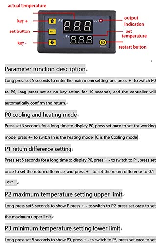 W3230 Digital LED Temperature Controller Module Digital Thermostat Switch with Waterproof Probe Programmable Heating Cooling Electronic Thermostat Range from -50℃ to 120℃ (12V 10A 120W) (2 Pieces)