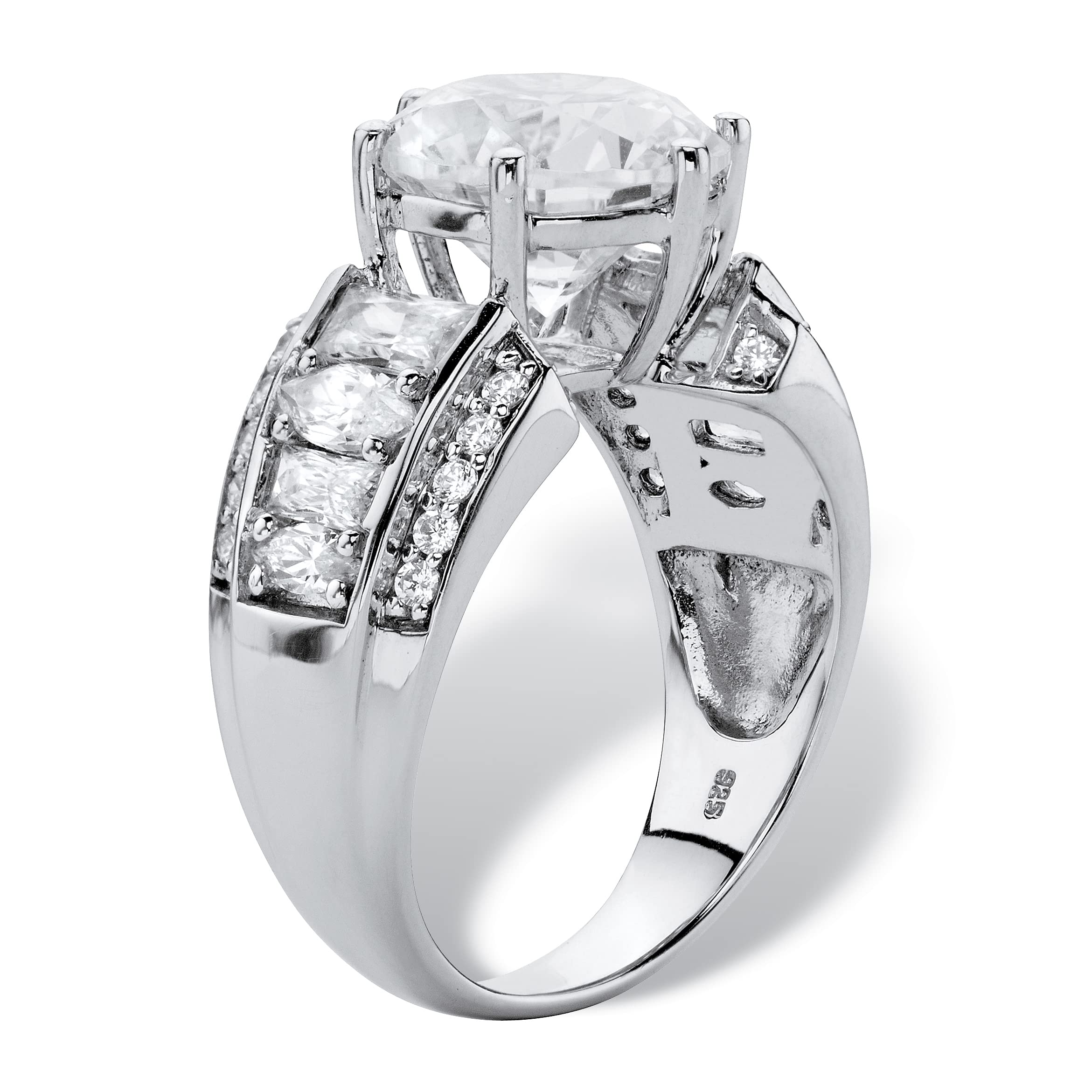 PalmBeach Platinum-plated Sterling Silver Round Cubic Zirconia Engagement Ring Sizes 6-10 Size 6