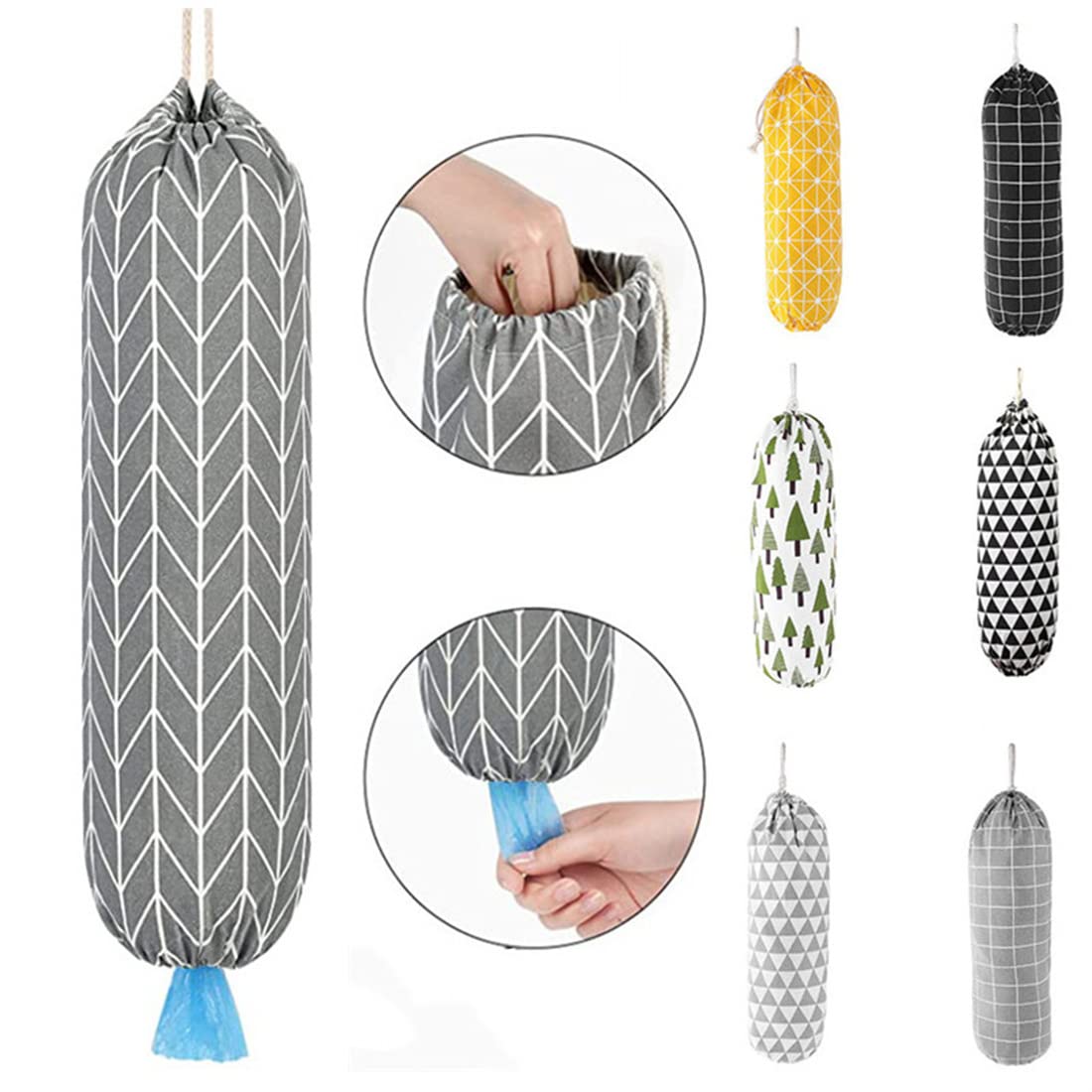Rydowenna Grocery Bag Holder, Dispenser Hanging Loop Washable Shopping Bag Storage Dispensers for Garbage Bags Organizer Plastic Bag Holder for Grocery Bags