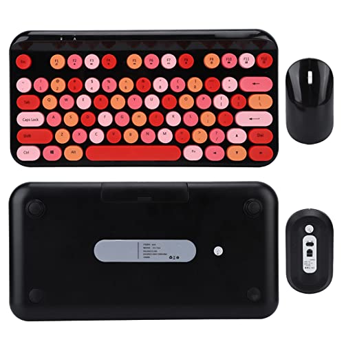 Wireless Keyboard and Mouse Combo, 2.4 GHz USB Keyboard Mouse, 75 Keys Full Size Gaming Keyboard, 1600 DPI 3 Keys Mouse, for Desktop, PC, Laptop(Red Black)