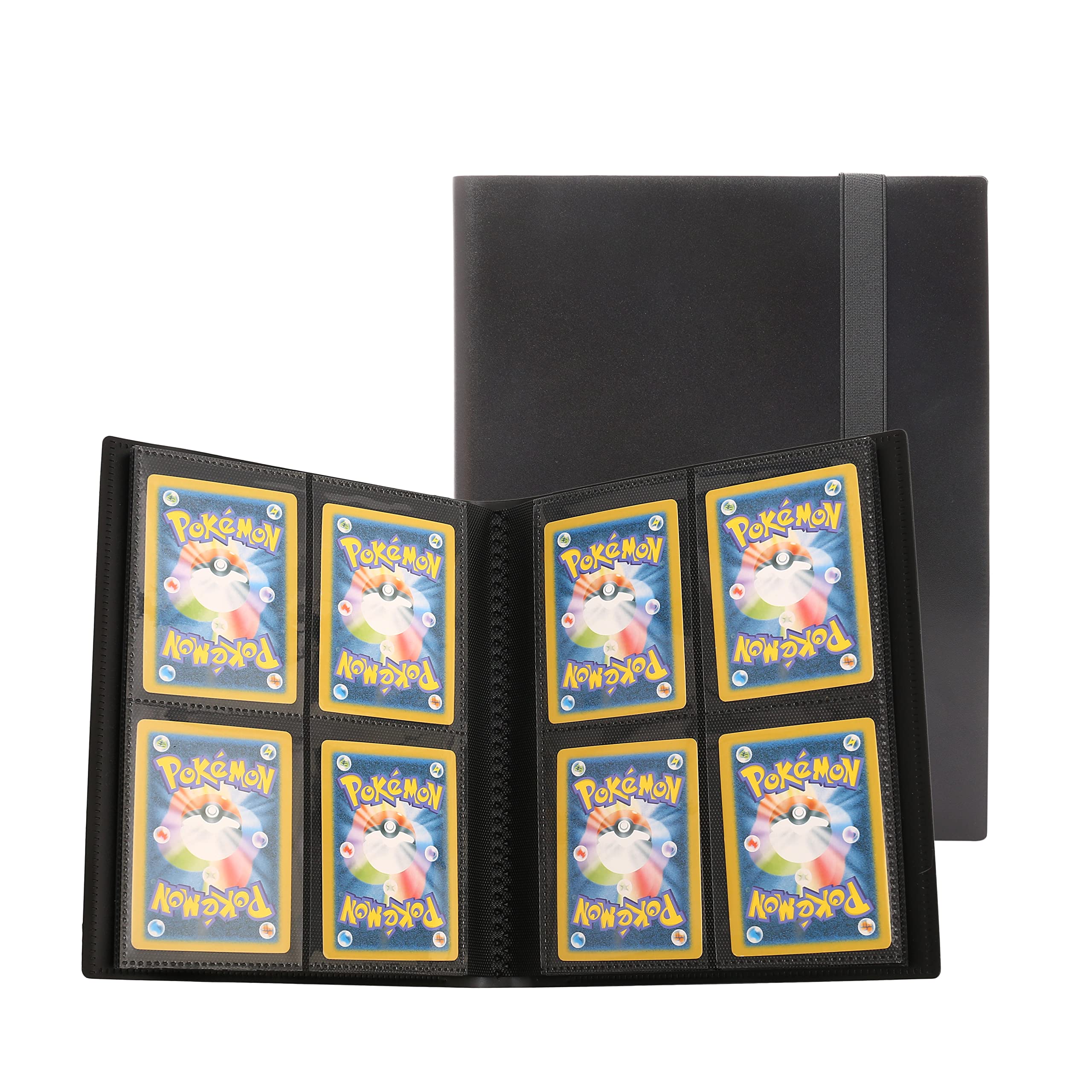 Venssu 4 pocket trading card album folder,160 side loading pocket binder for TCG MTG,card binder,card collection folder,trading card binder with strap,mtg card binder(black)
