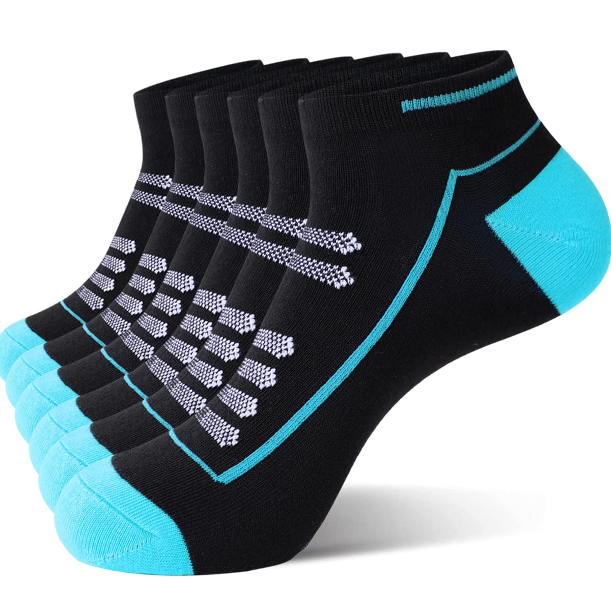 pureluca Men’s Athletic Socks Low Cut Running Socks Breathable Comfort for Sports 6 Pack Blue