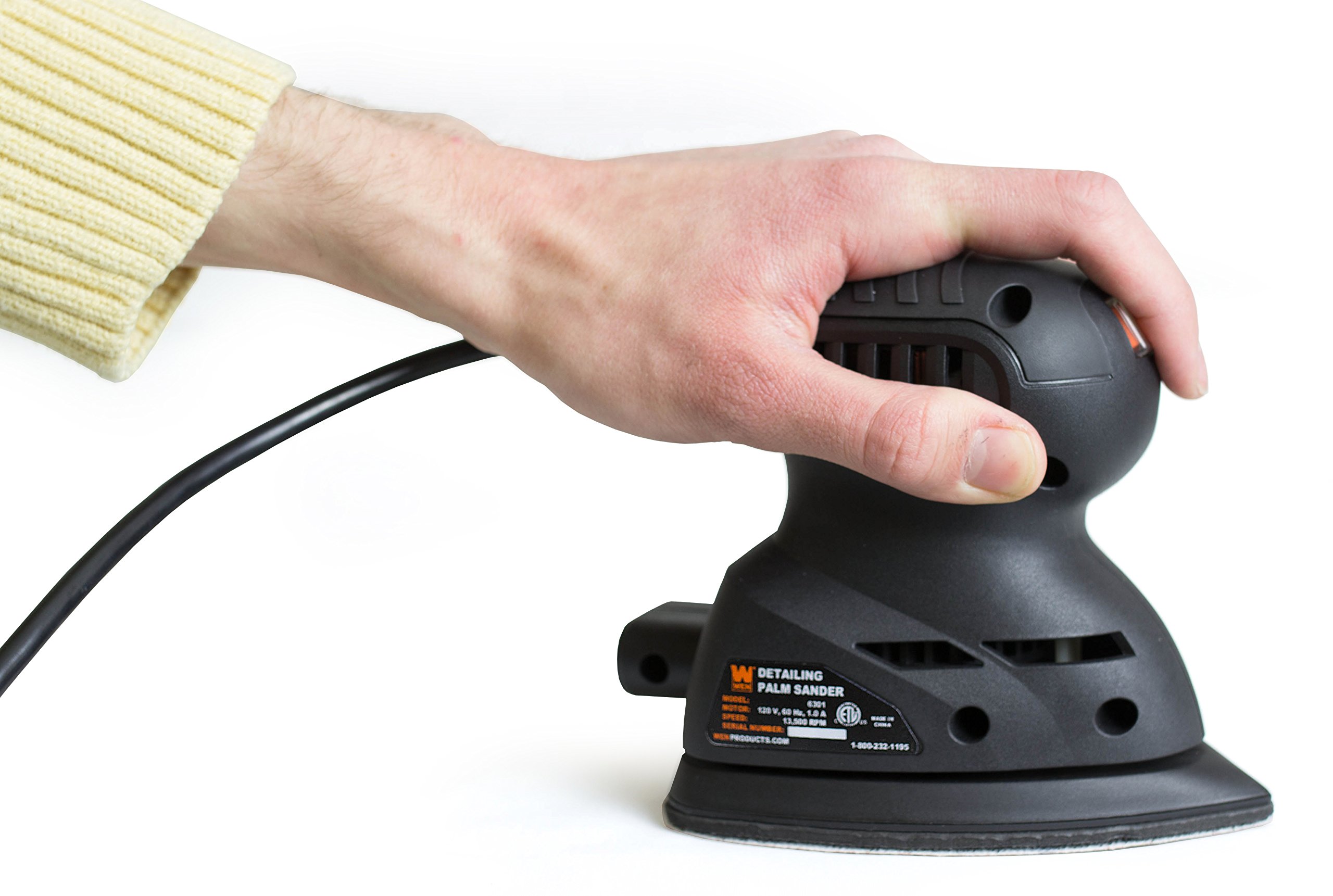 WEN 6301 Electric Detailing Palm Sander and WEN 6301SP Palm Sander Sandpaper (12 Pack)