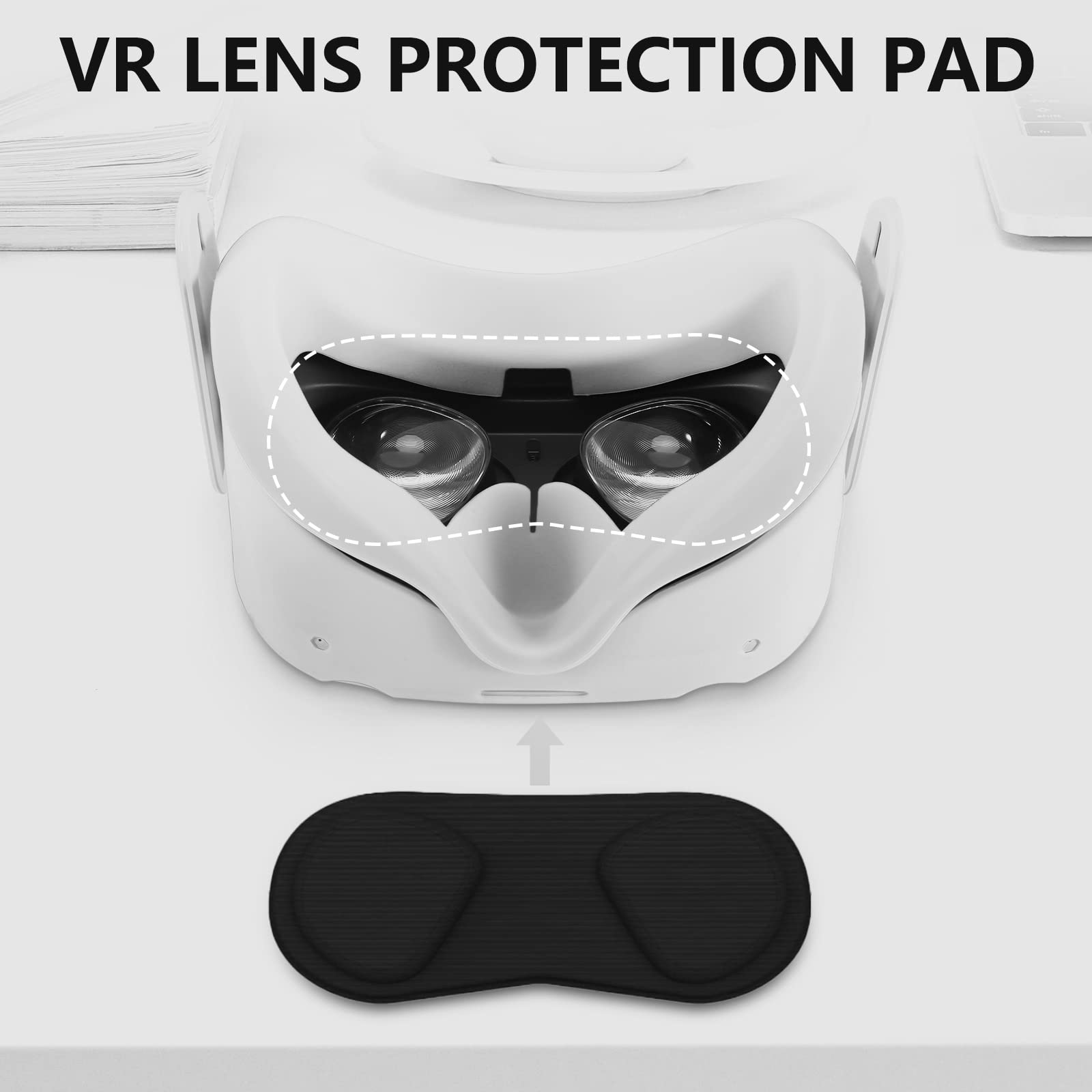 TATAVR Cover Set for Oculus Quest 2 Accessories, Meta Quest 2 Silicone face Cover, VR Shell Cover, Quest 2 Touch Controller Grip Covers, Lens Protector, Disposable Eye Covers - Gray