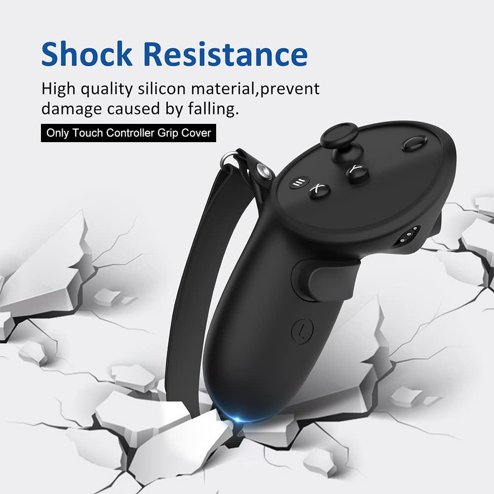 Tookie 1 Pair Touch Controller Grip Cover with Knuckle Straps, VR Accessories Touch Controller Grip Cover Compatible for Meta Quest Pro(Black)