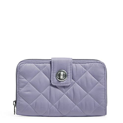 Vera Bradley Women's Performance Twill Turnlock Wallet With RFID Protection, Lavender Sky, One Size