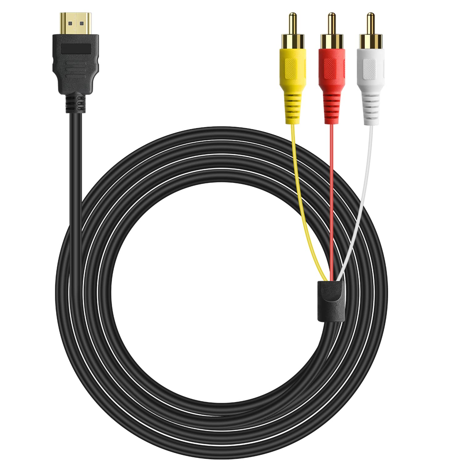 SAISN HDMI to RCA Video Cable, HDMI to A/V Converter Cable HDMI Male to 3-RCA Composite Audio Adapter Cable Cord for TV LCD Projector RCA Display Device