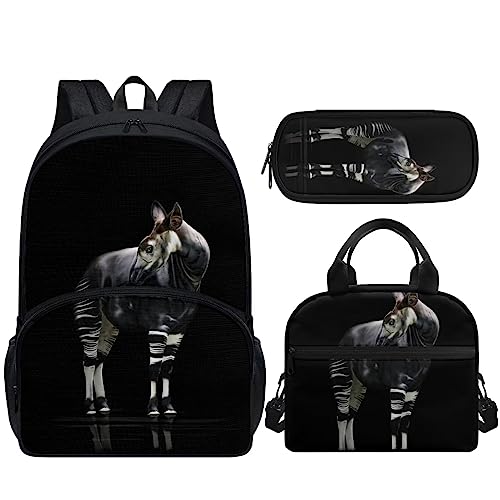 Okapi Backpack With Pencil Pouch And Lunch Box Bag 3 Piece Boys Girls Backpack Combo Set