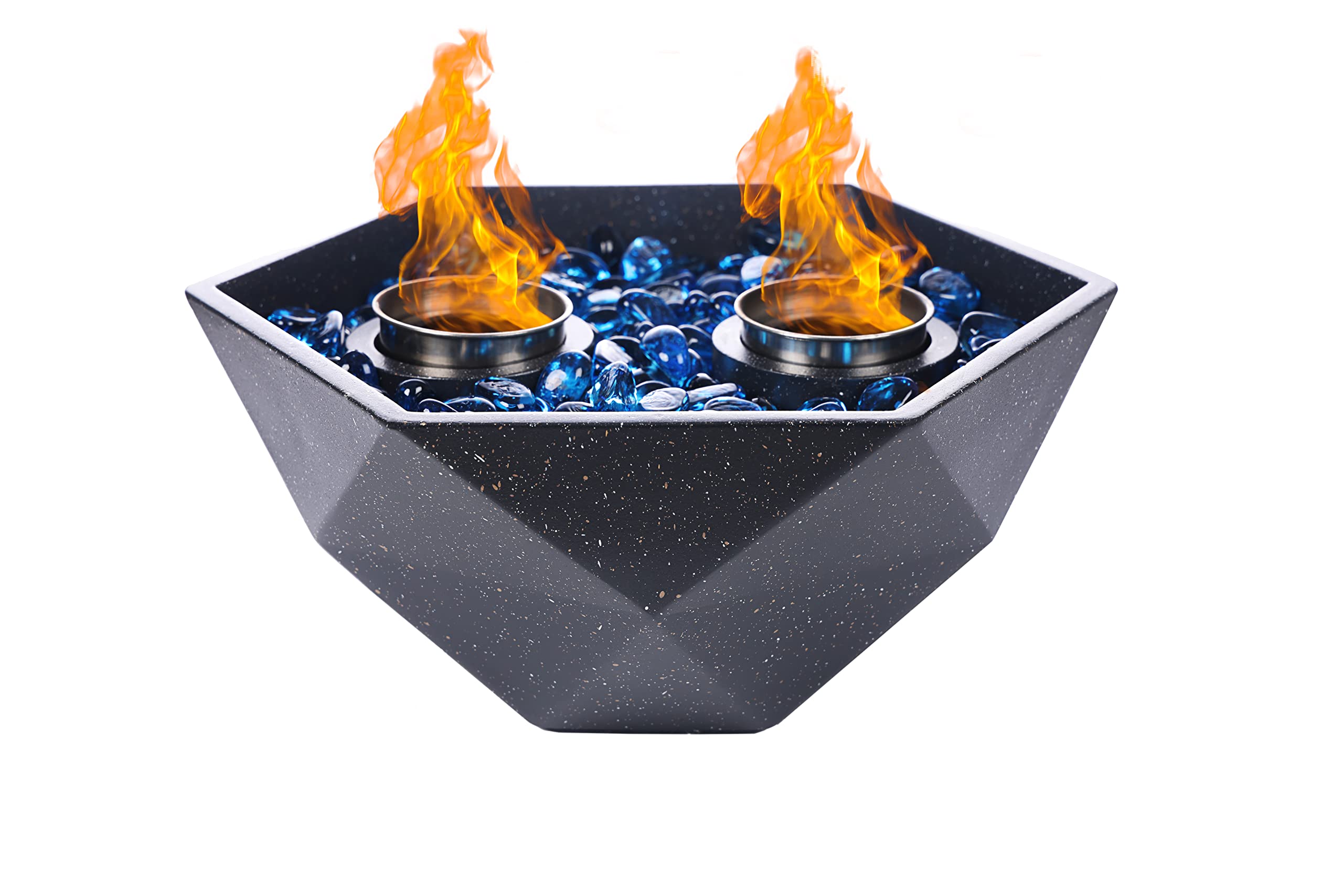 Tomby Tabletop Fire Pit Bowl Fireplace Indoor Outdoor Can Be Used with Gel Fuel Bioethanol or Isopropyl Alcohol - Double Burning Cup