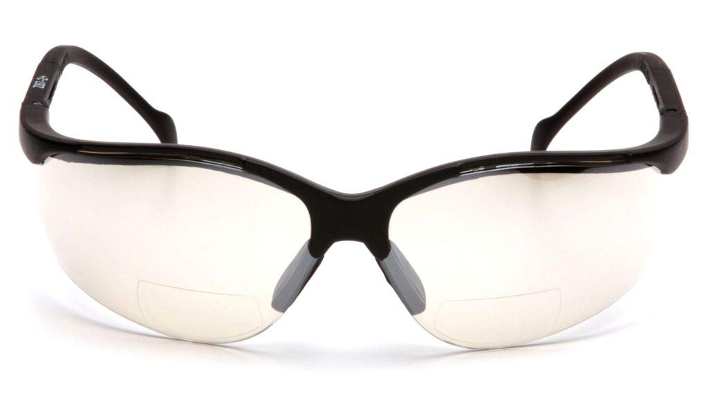 Pyramex V2 Readers Safety Eyewear, Indoor/Outdoor Mirror +2.0 Lens With Black Frame