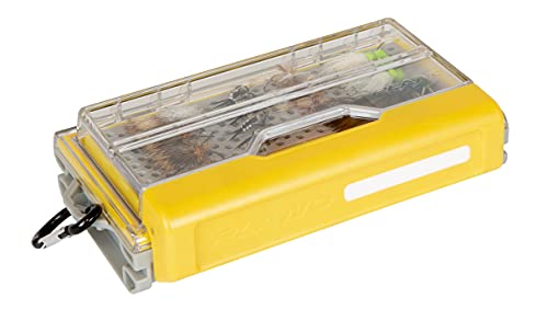 Plano Edge Micro Fly Storage Box, Gray and Yellow, Waterproof and Rust-Resistant Customizable Fishing Tackle Organization