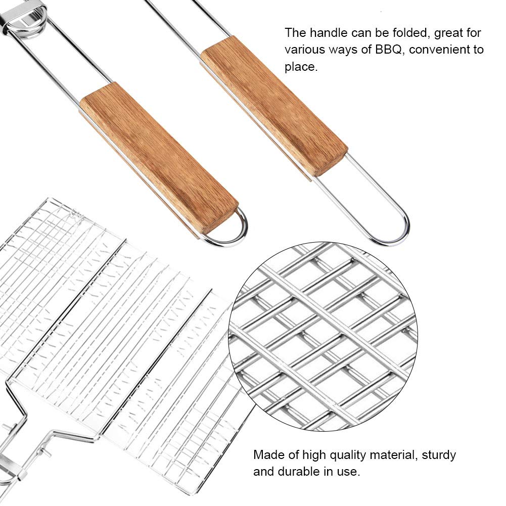 Zerodis Barbecue Mesh, BBQ Mesh Durable Folded Handle for Picnic for Outdoor Camping