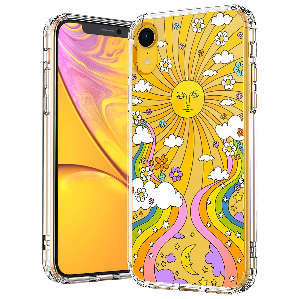 MOSNOVO Compatible for iPhone XR Case, Clear Cloud Pattern Print Design Girl Women with Transparent TPU Bumper Protective Hard Back Case Cover for iPhone XR
