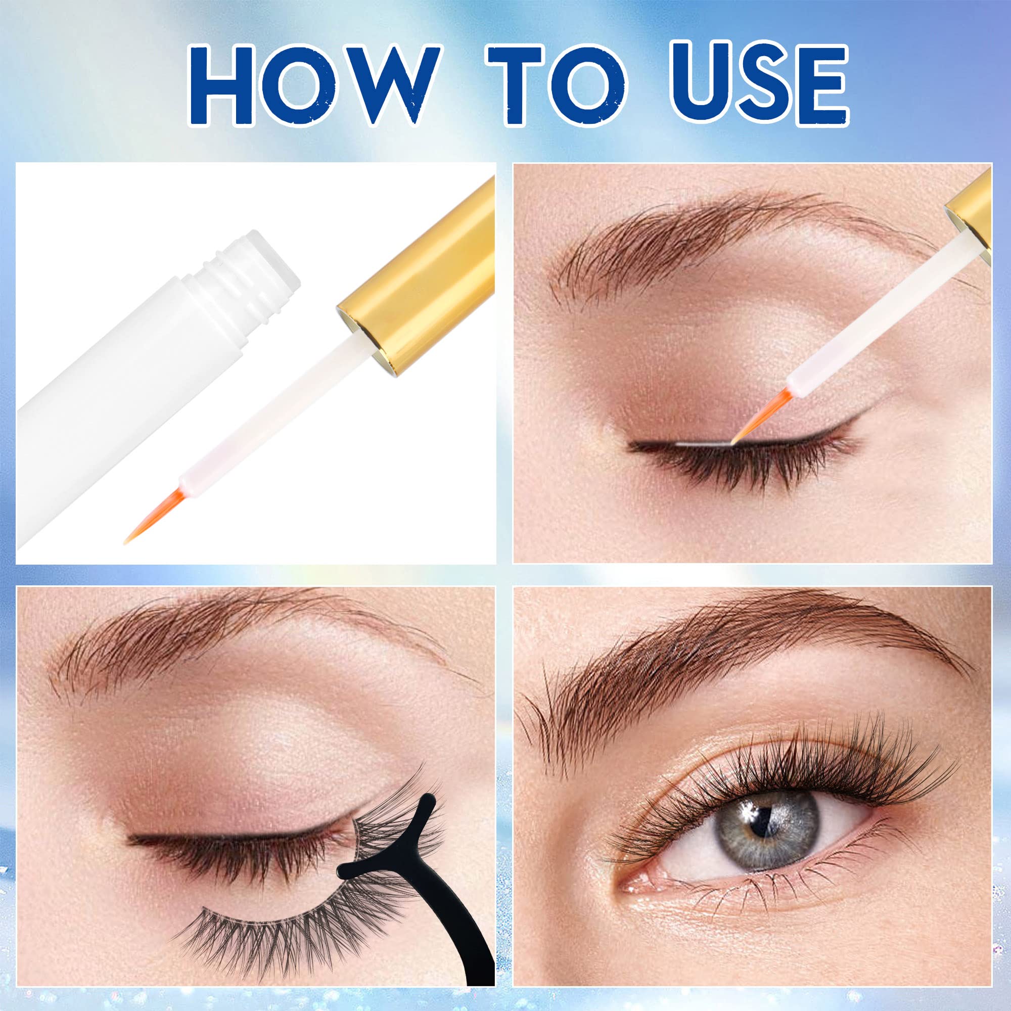 wiwoseo Eyelashes Natural Volume Extension DIY Individual Lashes Cat Eyes Clear Band Natural Wispy Fluffy Natural Looking with Glue & Tweezers Updated Technology Reusable Lashes 5 Pairs Pack